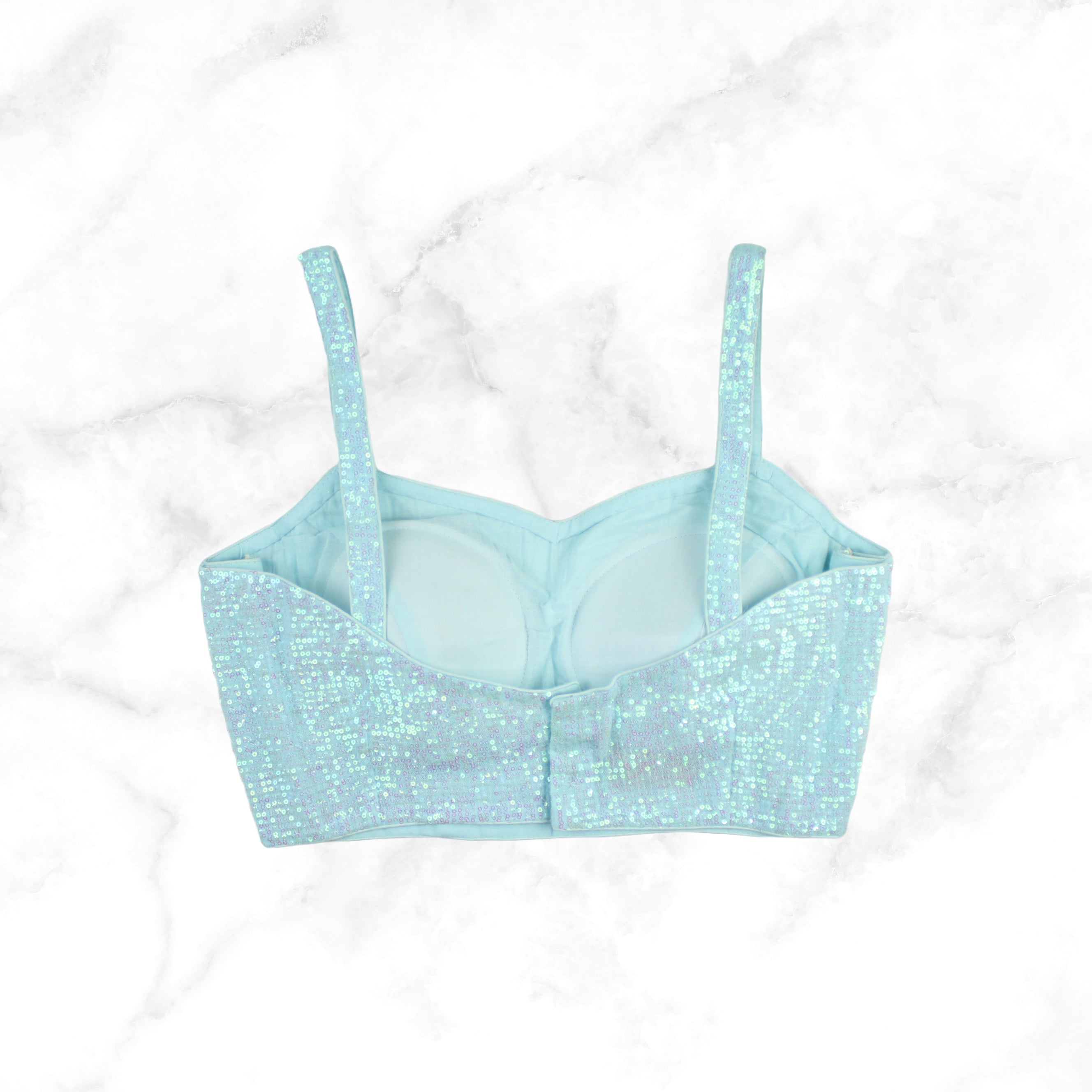 SIENNA | AQUA BLUE SEQUIN BLOUSE – O & P Birmingham