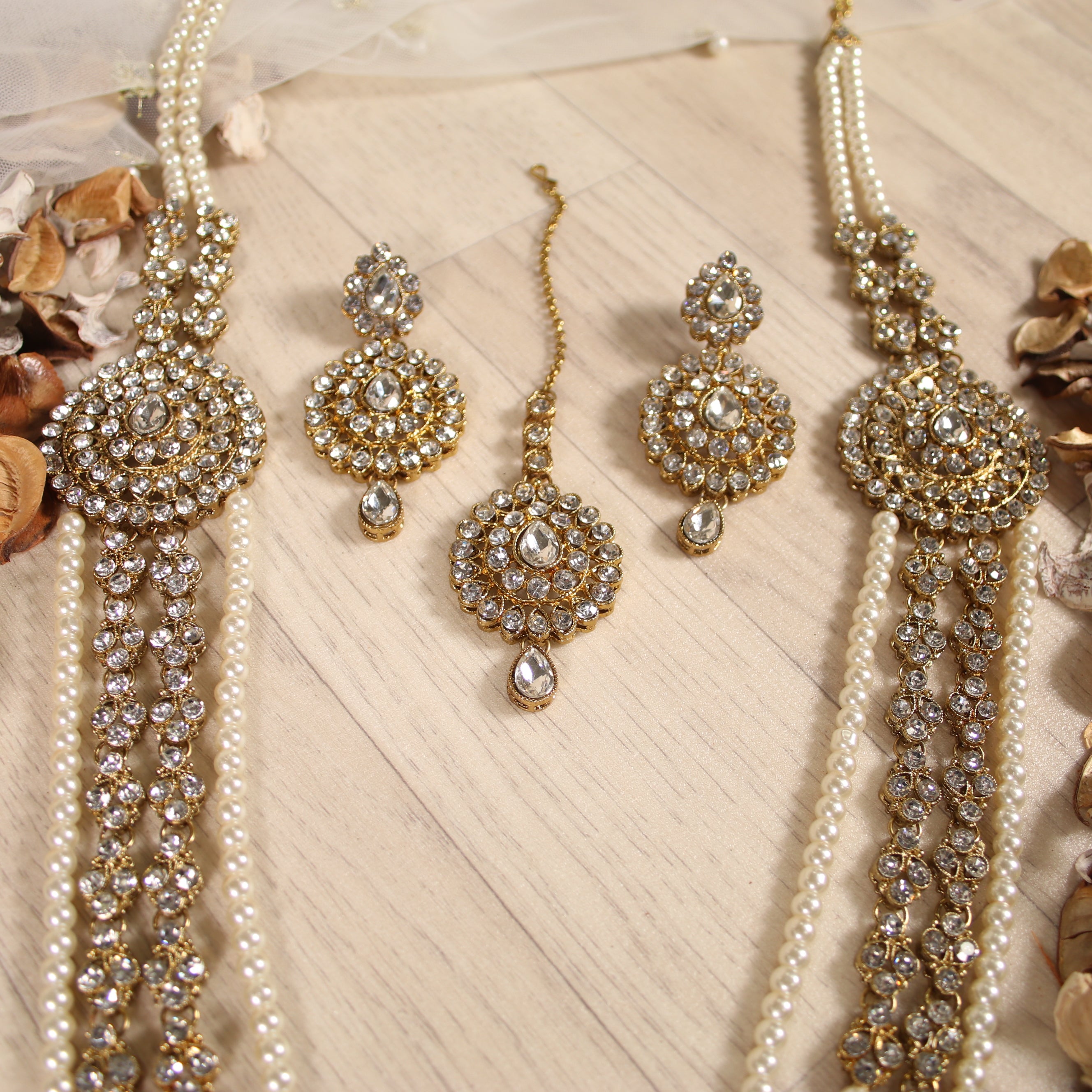 Diamond Cluster Rani Haar Set with 3 Pearl Tiers – O & P Birmingham